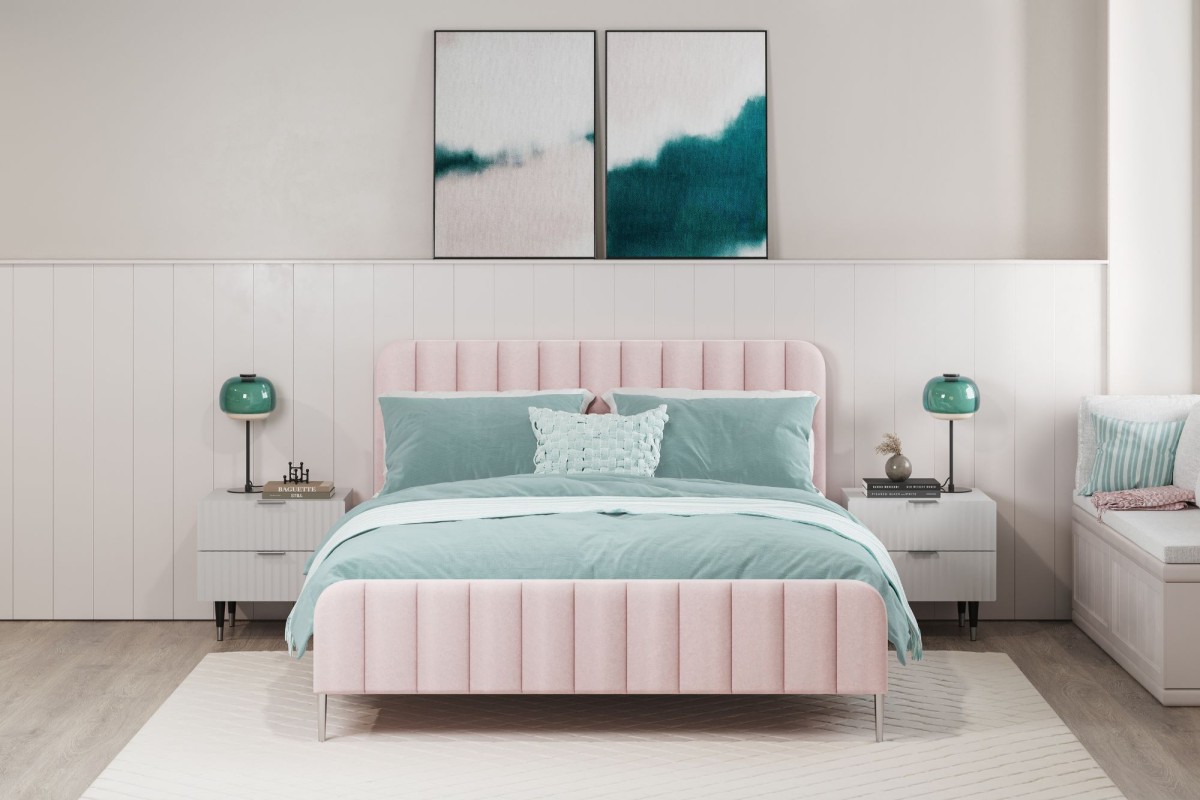 pink frame bed