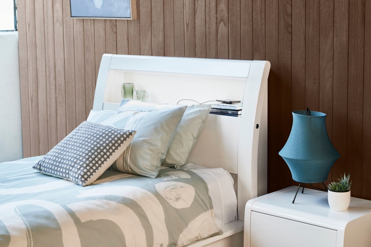 White single bed with headboard store