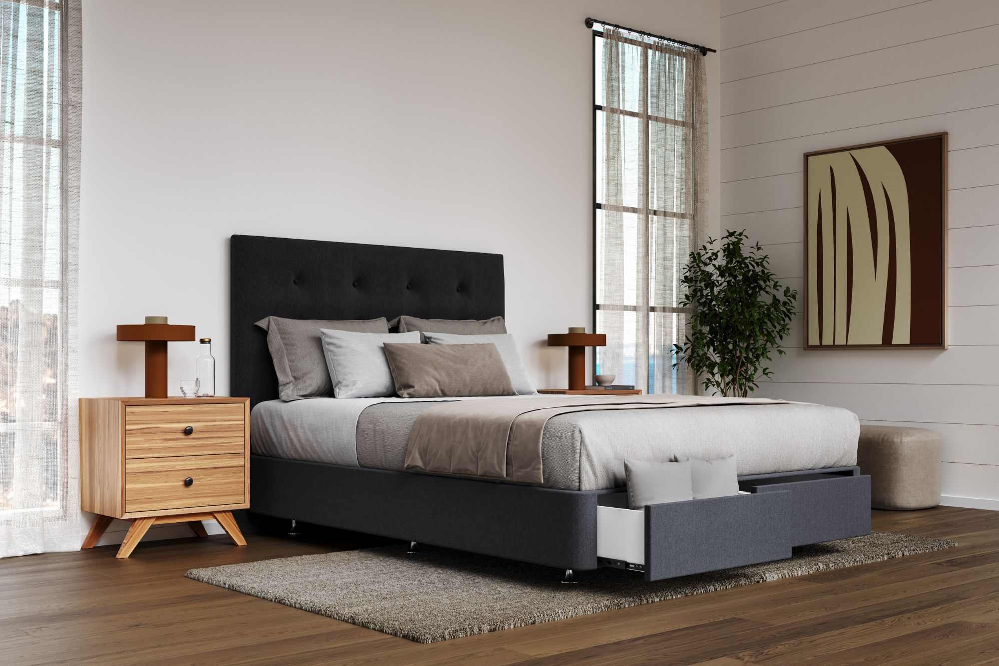 Options Smoke King Single Buttoned Headboard and 2 Drawer Base | Bedshed