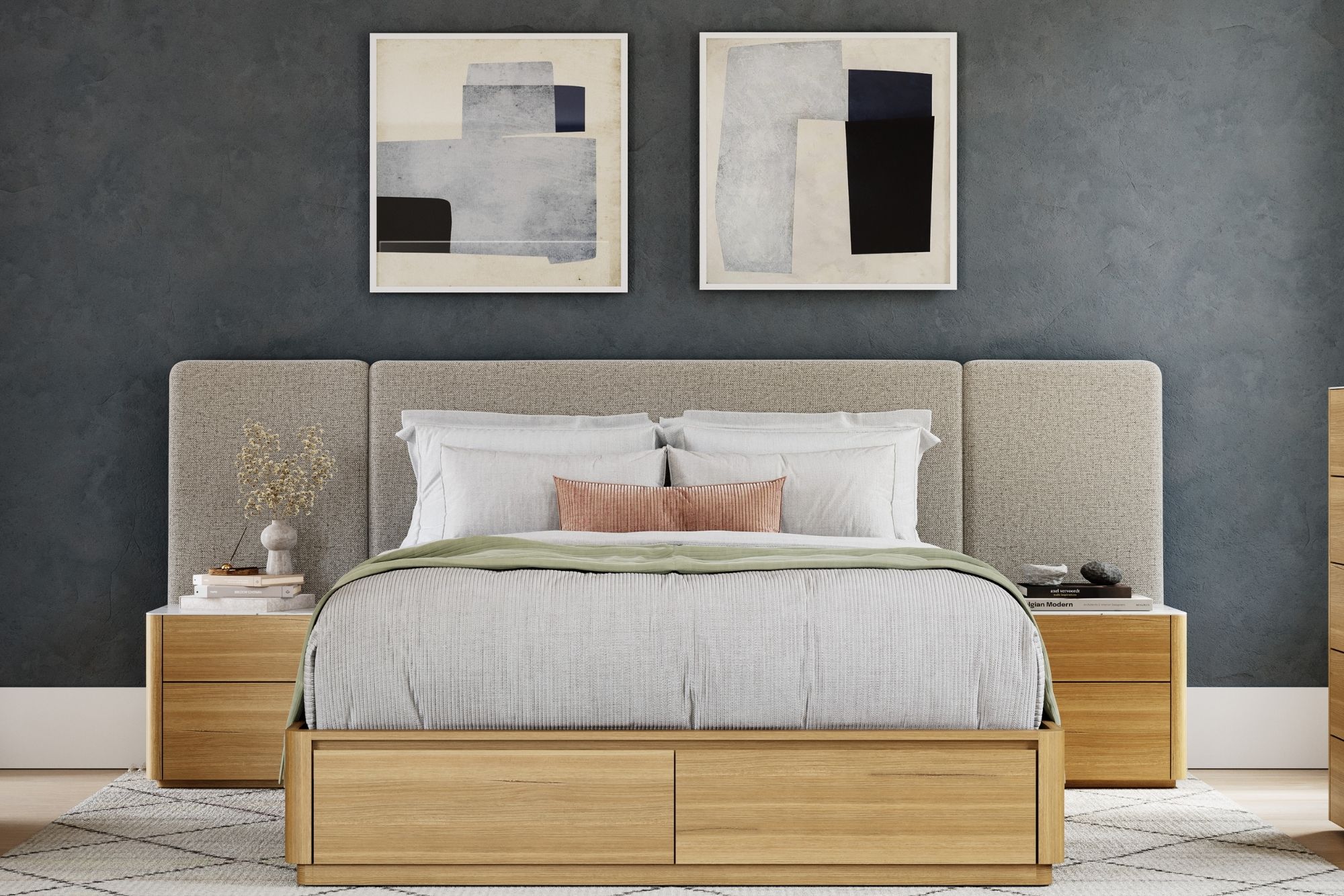 Elements Extended Upholstered Headboard with Base Options | Bedshed