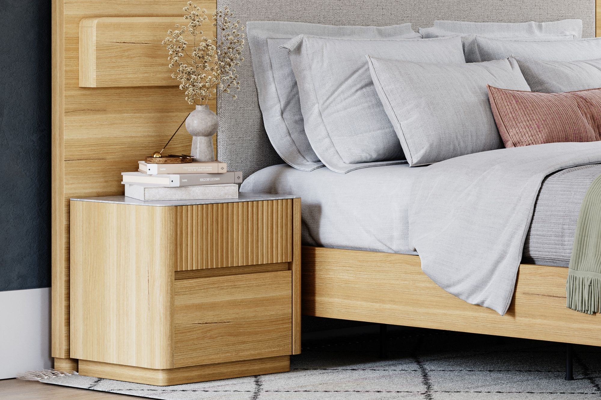 Elements Fluted Bedside with Optional Ceramic Top | Bedshed