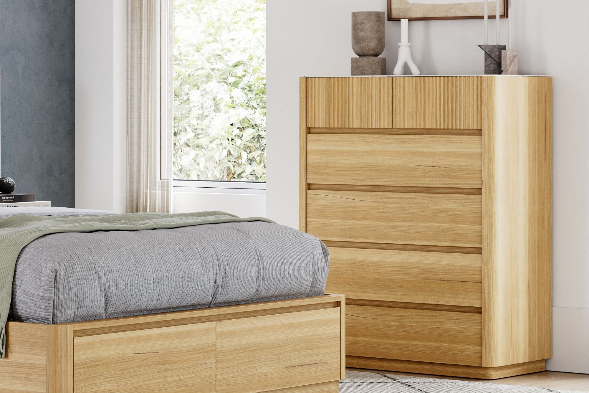 Elements Fluted Tallboy with Optional Ceramic Top | Bedshed