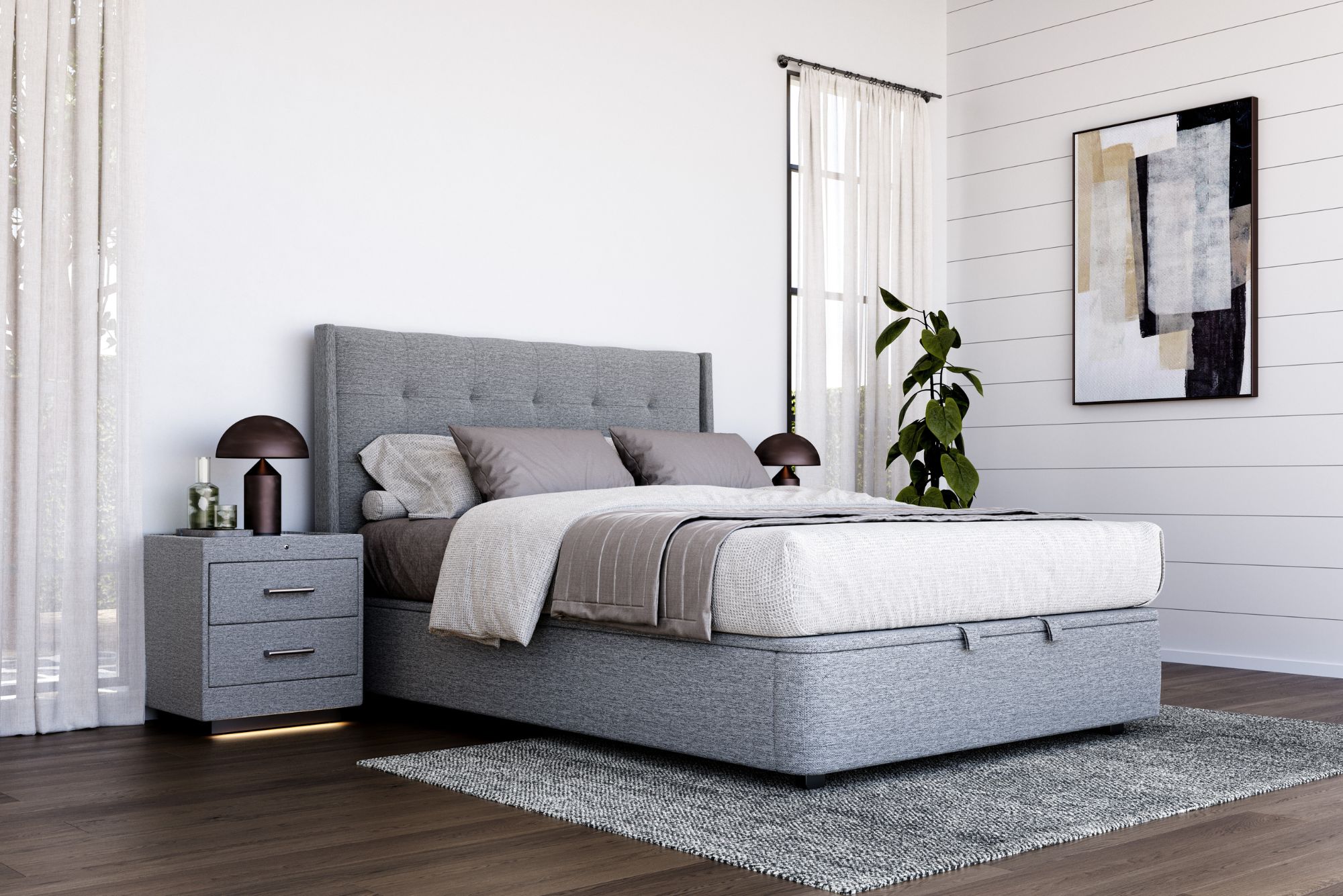 Aspects Lotus Grey Headboard and Lift-Up Base | Bedshed